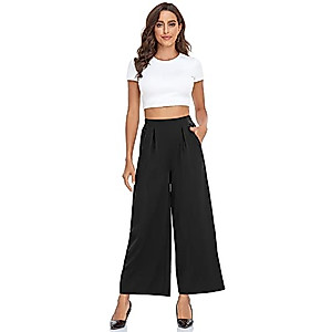 Arolina Women High Waist Wide Leg Long Pants Loose Fit Casual Palazzo Lounge Pants with Pockets