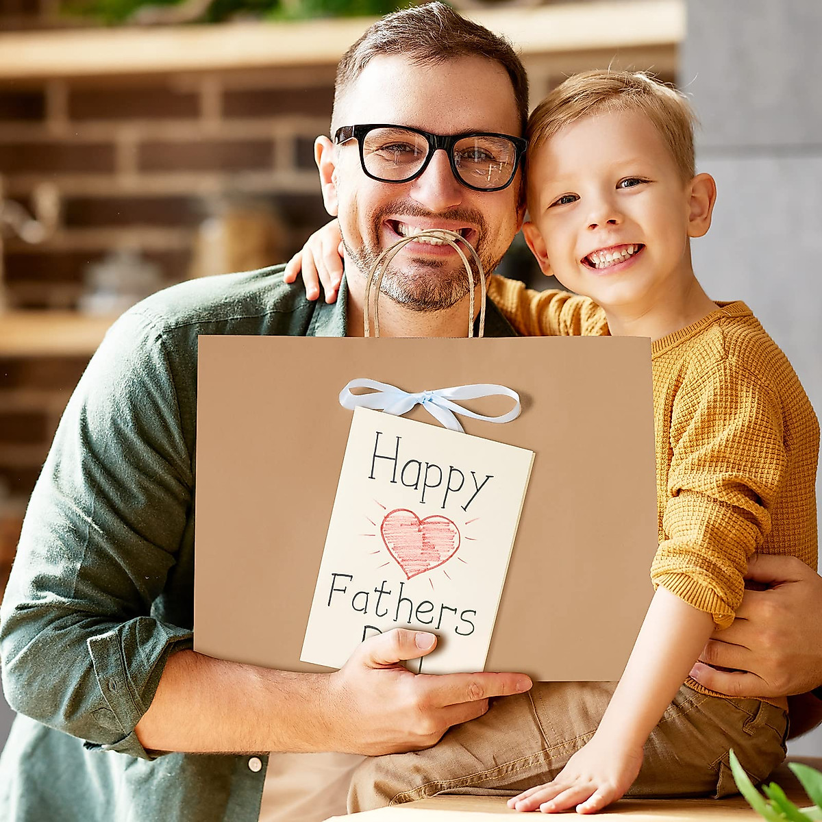 METRONIC Gift Bags with Handles, Recyclable Brown Paper Bags 16x6x12 Inch 50 Pack, Kraft Shopping Bags for Business Grocery (Bulk)