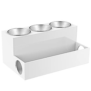 Cilinta Hair Tool Organizer, Acrylic Holder for Blow Dryer/Styling Tools/Flat Irons/Curling Irons/Vanity Storage, White Modern Countertop Stand for Accessories, Makeup, Home, Kitchen, Bathroom