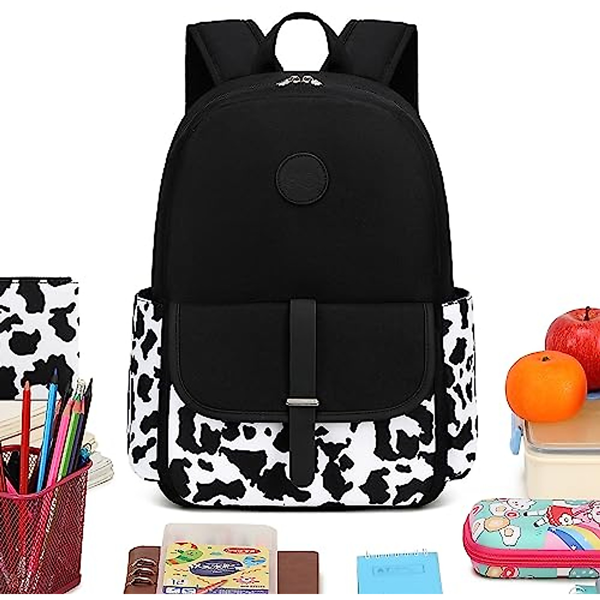 Bluboon College Laptop Backpack School Bookbag Travel School Bag for High School(Cow-Black)