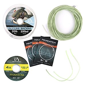 Maxcatch Fly Fishing Line (Weight Forward, Floating) and Fly Line Combo with Backing Leader and Tippet (1F/2F/3F/4F/5F/6F/7F/8F/9F/10F) (Line Combo Moss Green, WF5F 100FT)