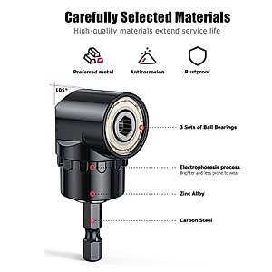 Fruholt 4-in-1 Impact Flexible Drill Bit Extension Set, 105° Right Angle Drill Attachmen, Rotatable Joint Socket 1/4 3/8 1/2 In Hex Socket Adapter, Christmas Stocking Stuffers for Men Adults Dad