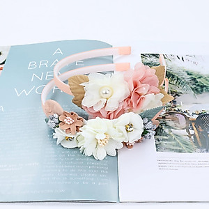 Dizila 5 Pieces Plastic Flower Headbands Floral Hair Bands Hoops Accessories for Toddlers Girls Kids Teens