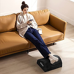 joybest Foot Rest Under Desk for Office Use, Adjustable Heights Memory Foam Foot Stool for Car, Home and Office, Footrest for Blood Circulation of Legs to Relieve Lumbar, Back, Knee Pain（Black）