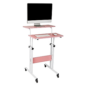 Mind Reader Standing Desk, 15" L x 22" W x 39" H, Pink