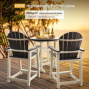 OTSUN Tall Adirondack Chairs, Outdoor Balcony Chair, Patio Bar Stool Chair with Widened Arms, High Back, Footrest, 400lbs, All-Weather Bar Height Chair for Garden, Yard, Backyard