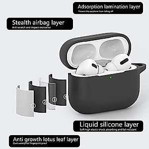 [7 in 1] AirPods Pro Case with Cleaner kit&Replacement Ear Tips,with Keychain and Anti-Lost String Accessories,Cleaning Pen for Air pods Pro Eartips with Noise Reduction Hole(Sizes S/M/L) - Black
