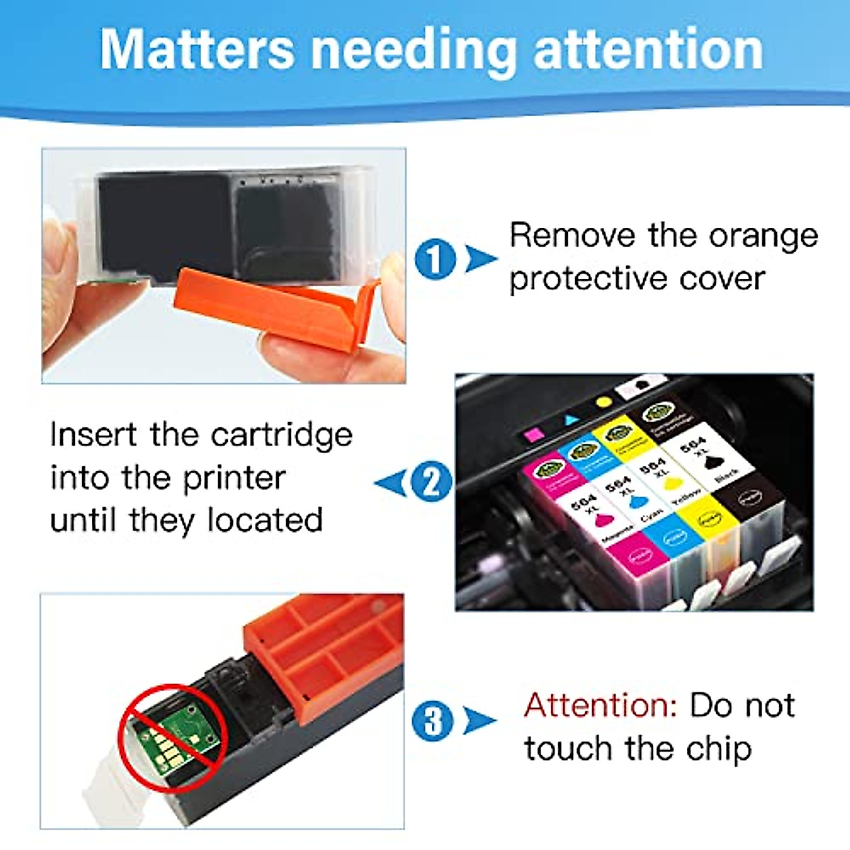 YUUSHA Compatible Ink Cartridge Replacement for HP 564 XL 564XL for DeskJet 3520 3522 Photosmart 7520 6520 5520 7525 5514 7510 (2Black/C/M/Y) 5 Pack