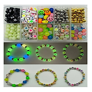 BOLAIHUI Glowing Kids' Jewelry Making Kits-Bracelet Kit for Girls, Friendship Bracelet Beads Luminous Mixed Toddlers Kids, Kids Art &Craft Box DIY Necklace