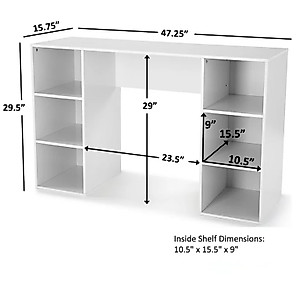 GATEQ 6-Pocket Locker Computer Desk with Easy-Glide Accessory Drawer (White)