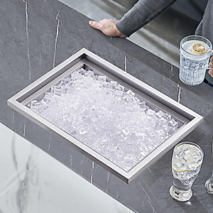 VEVOR Drop in Ice Chest, 20" L x 14" W x 12" H Stainless Steel Ice Cooler, Commercial Ice Bin with Cover, 40 qt Outdoor Kitchen Ice Bar, Drain-Pipe and Drain Plug Included, for Cold Wine Beer