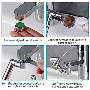 2 Pack Aihaomai 1440° Swivel Faucet Extender (1080°+360°+ Stretch),Faucet Attachment,Sink Faucet Attachment with 2 Water Modes for Kitchen or Bathroom,Foldable Sink Aerator