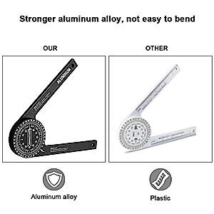 YOURCARE Miter Saw Protractor Angle Finder, 7 Inch Aluminum Miter Protractor, 360 Degree High Precision Miter Angle Finder, Angle Protractor Tool Woodworking, Crown Molding, Baseboard, Black (1 Pack)