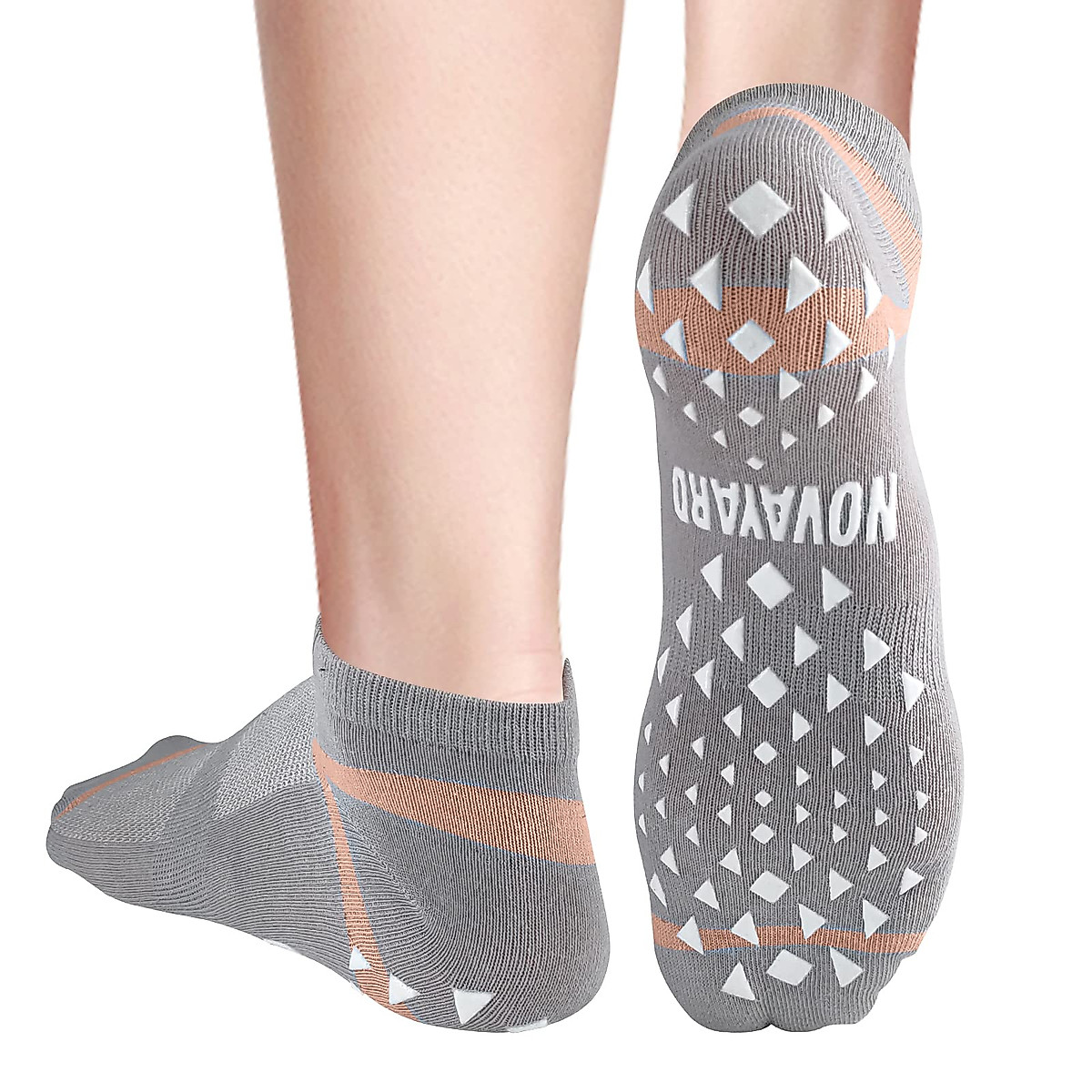 NOVAYARD 6 Pairs Non Slip Yoga Socks Pilates Hospital Gripper Barre Socks Women(Orange,Small)