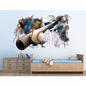 Kyle Cornhole Baseball Decor for Boys Room - Baseball Wall Decor Art 3D Ball Sports Wall Decals - Baseball Sticker Hit Wall Decal MR1249 (24 inch W x 14 inch H (60cm x 36cm)), Green