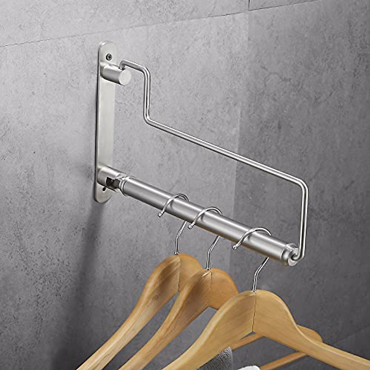 SHUNLI Drying Racks Folding Clothes Hanger Wall Mounted with 180°Swing Arm,Laundry Clothing Hanging Holder System Organizer Space Saver,Brushed Nickel