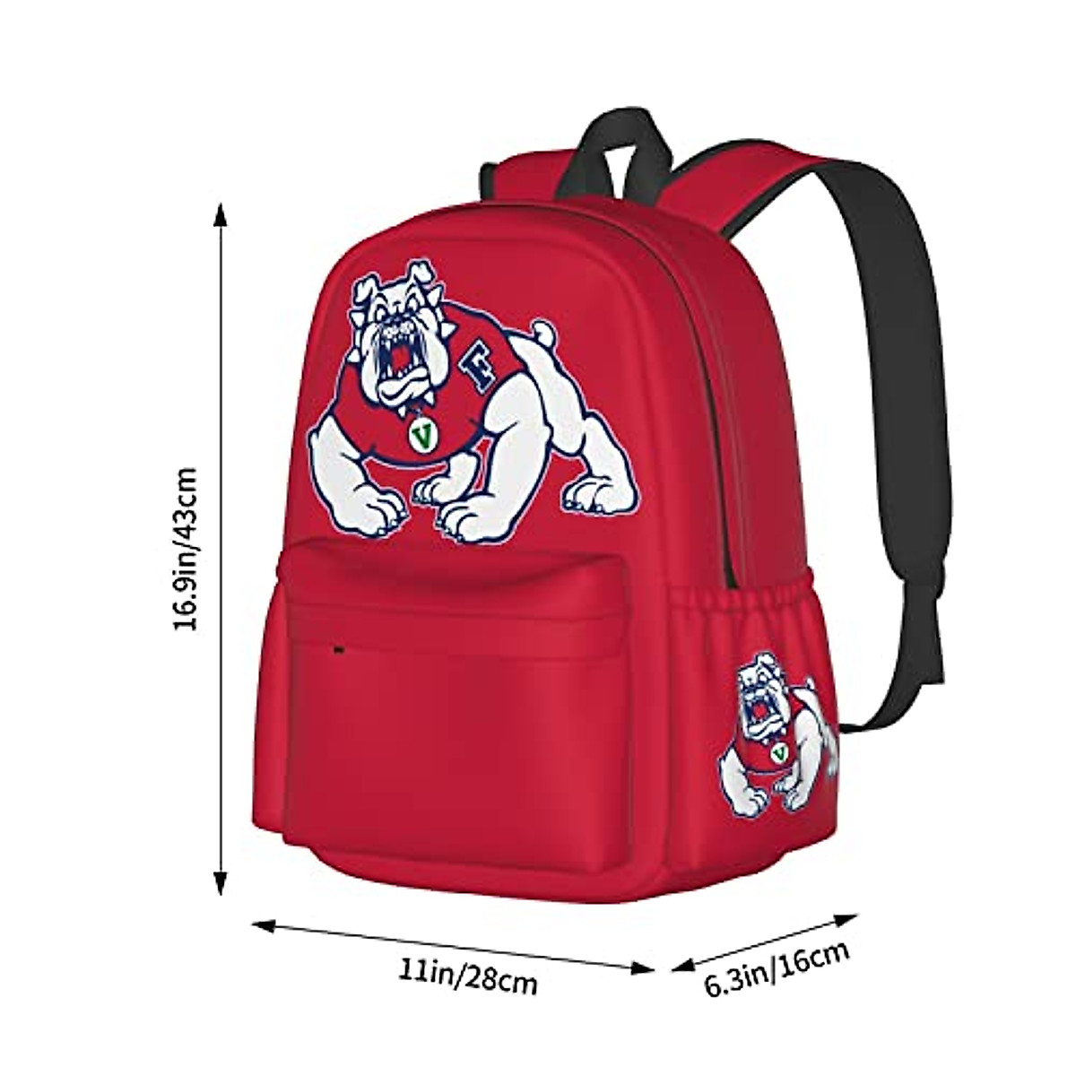 Fresno-State-Bulldogs- Men'S Women'S Bag Backpack Schoolbag Adjustable Large Capacity Schoolbag
