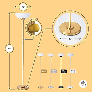 Superlamp Super Bright Floor Lamp 8000LUMEN!! DIMMABLE 30K Light up a Full Room, Modern and Elegant Design