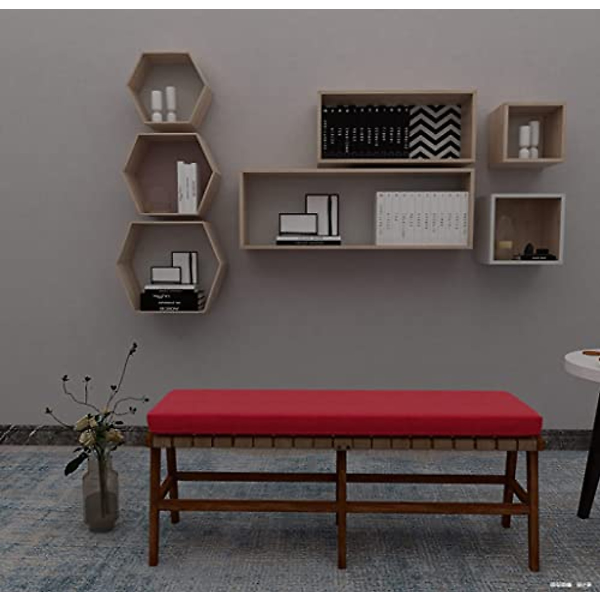 MYLSMPLE Bench Cushion Chair Pad Outdoor Bench/Swing Cushion Slip Cover Water Resisitant UV Protection Indoor Patio Furniture Cushion Cover with Zipper Replacement Cover (36"X18"X2", Red)