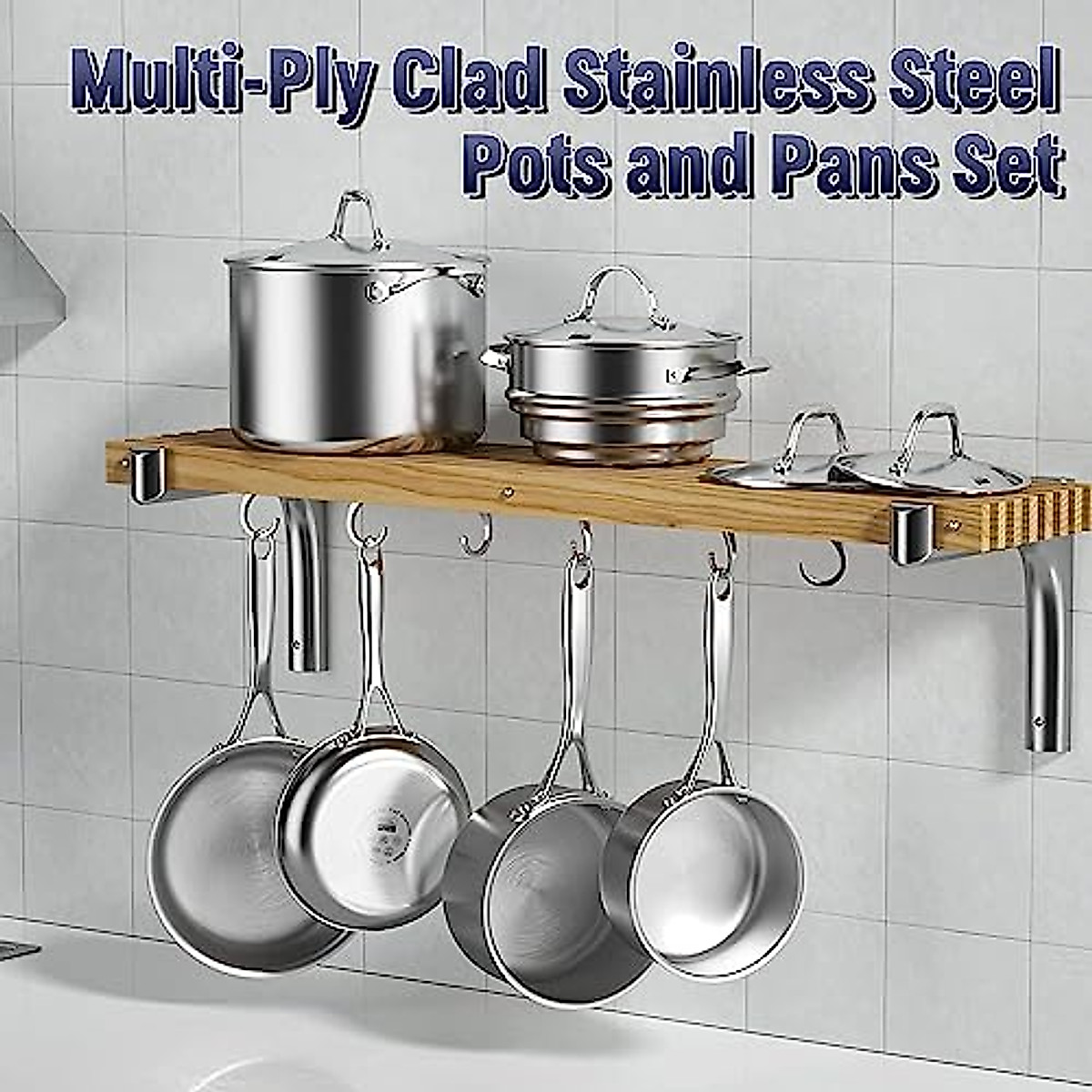 Cooks Standard Stainless Steel Frying Pan 12 Inch, Multi-Ply Full Clad Wok Stir-Fry Cooking Pans with Dome Lid, Stay-Cool Handle, Dishwasher Safe, Oven Safe 500°F, Silver