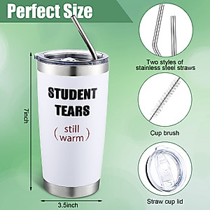 Newtay Stainless Steel Teacher Mugs 20 oz Student Tears Funny Teacher Gift Travel Tumbler with Lid Straws and Brush Teacher Appreciation Tumbler Thanksgiving Christmas Gifts for Teachers