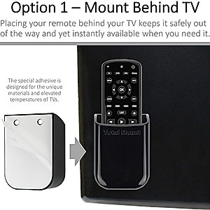 TotalMount Universal Remote Control Holders (2 Pack) – Attach to Wall or Back of TV – Compatible with All TV Remotes (Premium Black, Medium)