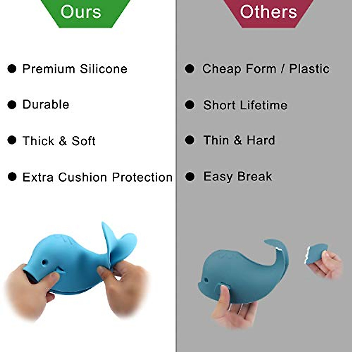 Bath Spout Cover, Faucet Cover Baby Bathroom Tub Faucet Cover Protector for Kids, Bathtub Spout Cover for Baby Kids Toddlers Protection Accessories Baby Safety Universal Bath Silicone Toys Whale Blue