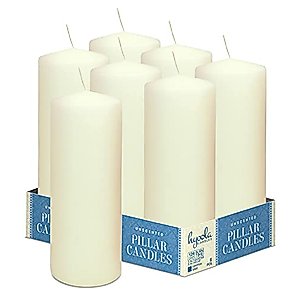 Hyoola Ivory Pillar Candles 3x8 Inch - Unscented Pillar Candles - 6-Pack - European Made