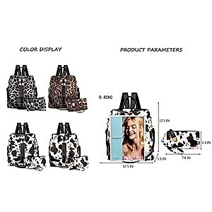 ENYIWH Women Fashion 2 Pack With Backpack Purse Leather Shoulder Bag Travel Bag Handbag Casual Fashion Multipurpose Design Convertible Shoulder Bag Handbag with Wristlet (White Cow)