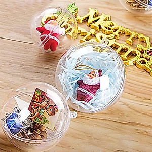 Jishi Clear Plastic Ornaments 10-Pack Christmas Ornament Fillable Balls for DIY Crafts, Christmas Tree Decor, Wedding Party, Xmas Holiday Home Decorations, Large Open Decorative Hanging Ornaments 80mm