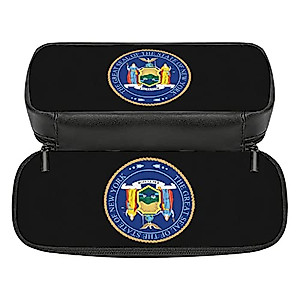 Great Seal of New York State Pencil Case PU Leather Pencil Pen Bag Large Capacity Pen Box Pencil Pouch Makeup Bag with Zip