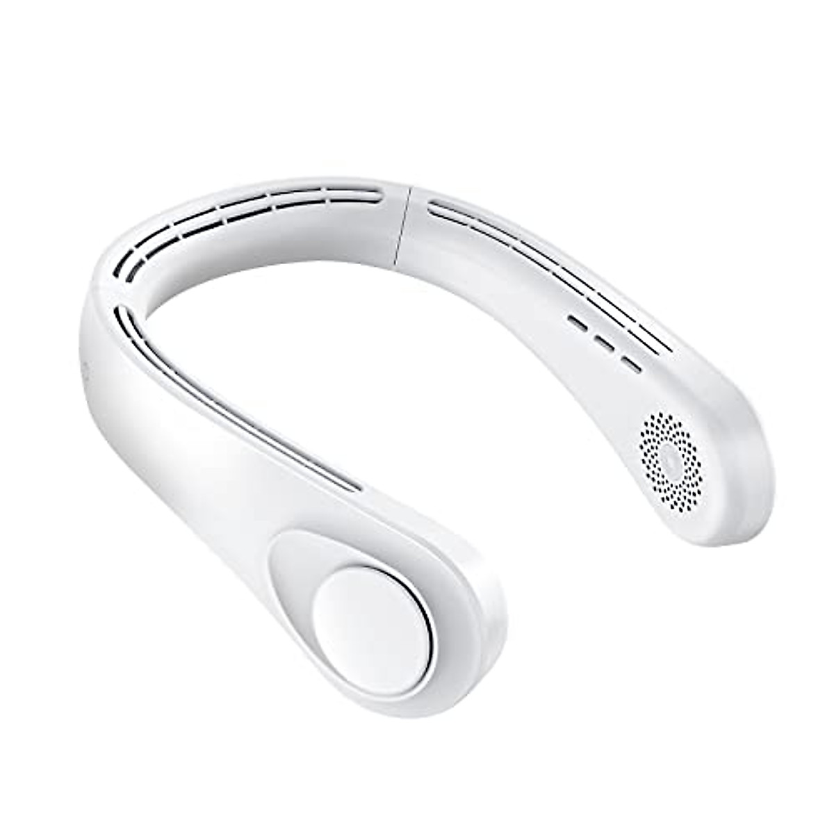 Leafless USB Hanging Neck Fans, Hands Free Bladeless Fan, Portable Rechargable Battery Personal Fan Portable Around Neck Fan, Leafless, Rechargeable, Headphone Design,3 Speed, White