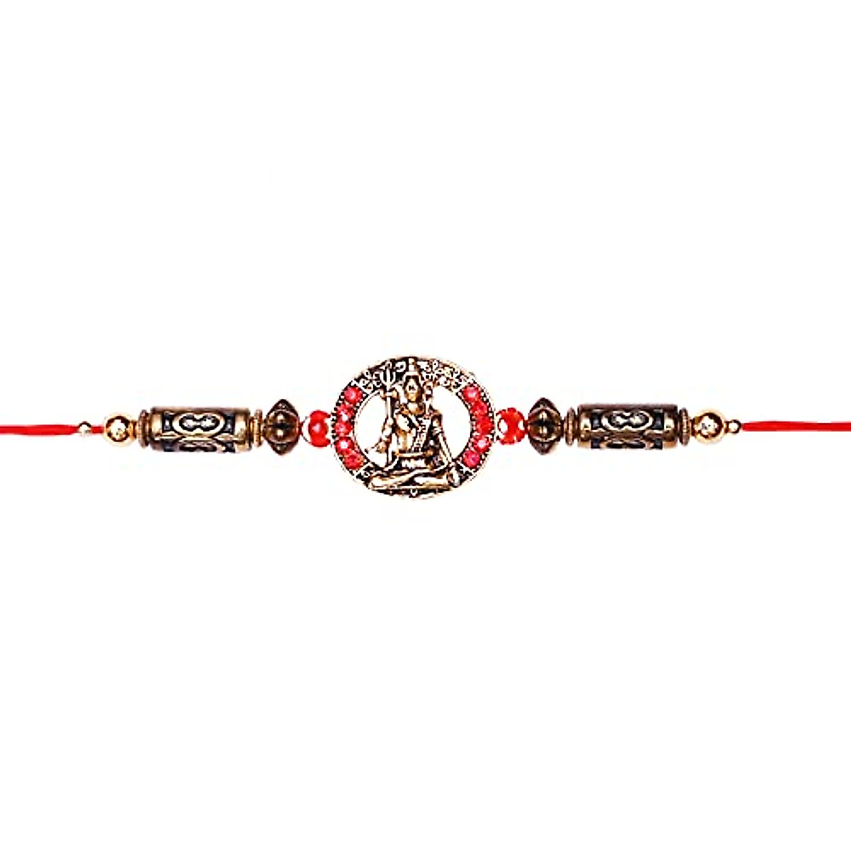 Ruci Store Shiva Rakhee Handicrafted Rakhi for Brother Bhaiya Bhai for Raksha Bandhan Indian Bracelet Beads Rakhi Thread Bhaiya Bhabhi Sister Rakhee with Faux Stone