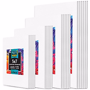KEFF Canvases for Painting - 24 Pack Blank Canvas Panels Set Boards for Acrylic, Oil, Tempera & Watercolor Paint - 100% Cotton Art Painting Supplies for Adults & Kids