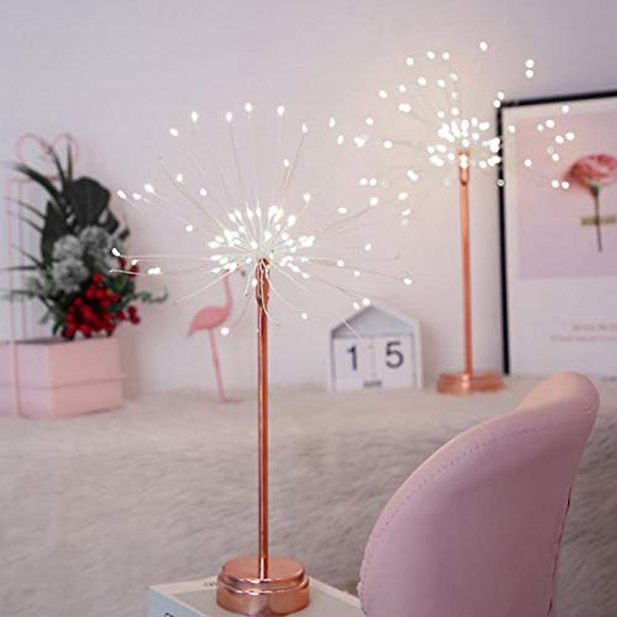 TQNSSM Remote Control LED Copper Wire Fireworks Lights for Home Outdoor Garden Courtyard Wedding Decoration(White)