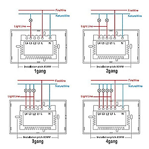 Smart WiFi Touch Switch Mobile Phone app Wireless Remote Control Wall lamp RF433 Glass Panel Supports Alexa & Google Home with LED Indicator Life/Tuya Application, Black, s010, 1way