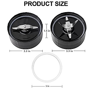 Replacement Parts Compatible with 250W Magic Bullet – Premium Set of Blender Replacement Accessories with Mono-Wing and Cross Blade Replacement, Rubber O-Ring Sealing Gaskets