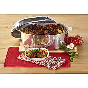 IMUSA USA Heavy Duty Cajun Oval Aluminum Roaster 15, Silver