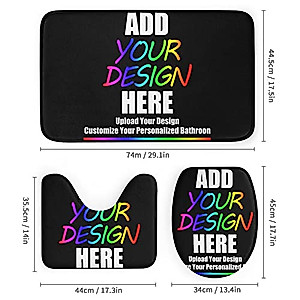 JCETUNO Personalized Custom Four Piece Bathroom Sets with Shower Curtain and Rugs and Accessories, Upload Images Text Design, DIY Customize Your Personalized Bathroom