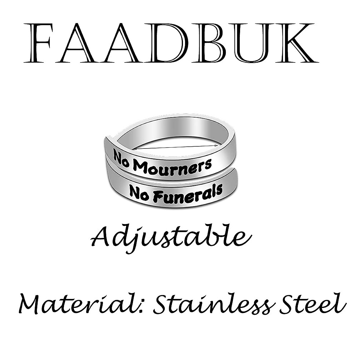 FAADBUK Six Of Crows Inspired Gift No Mourners No Funerals Crooked Kingdom Gift Bookish Gift Book Lover Gift (Ring)