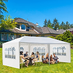 Kcelarec 10' X 20' Outdoor Wedding Party Tent Camping Shelter Gazebo Canopy with Removable Sidewalls Easy Set Gazebo BBQ Pavilion Canopy Cater Events (Style 2-with 4 Sidewalls)