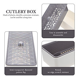 Zerodeko Chopsticks Case with Lid Chopsticks Container Cutlery Case Cutlery Holder Box Kitchen Utensils Gadgets Storage Organizers White