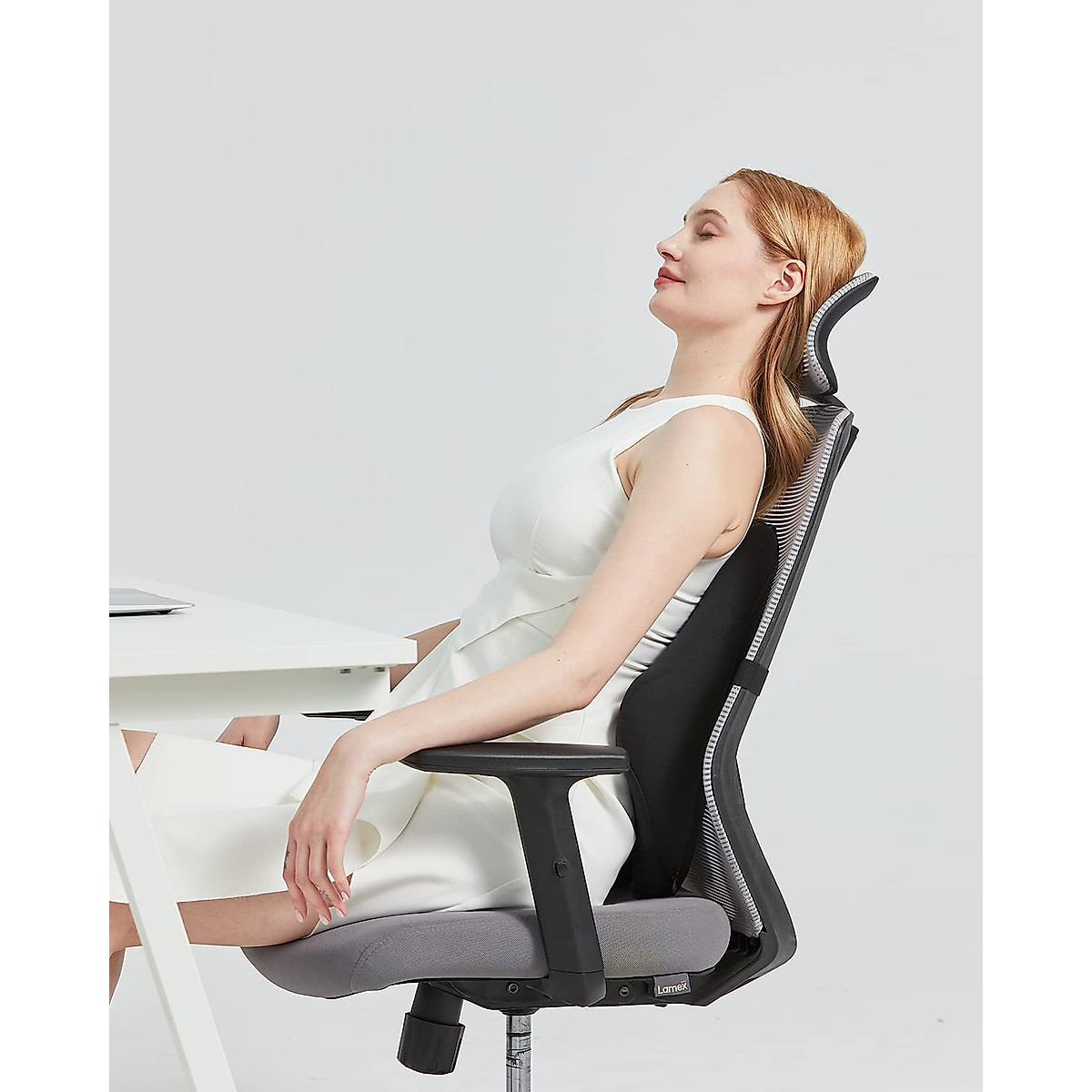 Foamula Vibrating Lumbar Support Pillow, Back Support Pillow with Vibrating Motors for Back Pain Relief, Ergonomic Design with Adjustable Strap for Home Office Chair, Gaming Chair, Car Seat, Plane