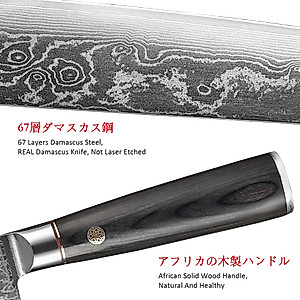 EANINNO Damascus Nakiri Knife Japanese 7 inch, Asian Japan Vegetable Cleaver Professional 67 Layer VG-10 Damascus Steel Knife, Sharp Kitchen Knifes Wooden Handle