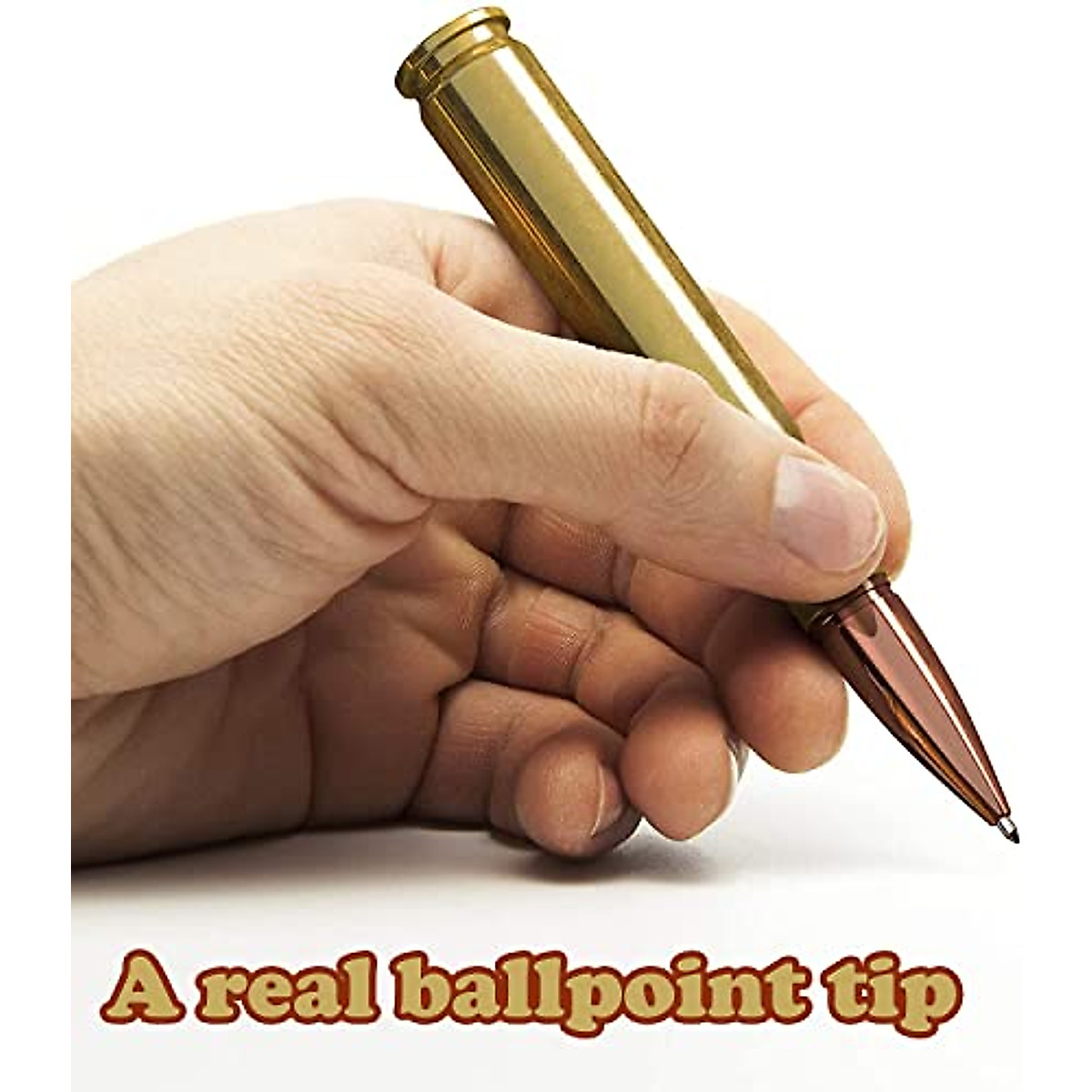 Caliber Gourmet Bullet Twist Pen, 50 Caliber Brass Bullet Design, Twist Open, in Gold, Perfect for Hunters, Military, Outdoorsman, Father's Day Gift