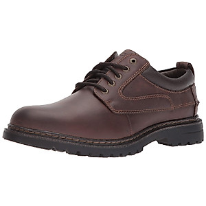 Dockers Mens Warden Leather Rugged Casual Oxford Shoe with Stain Defender, Red Brown, 9.5 W