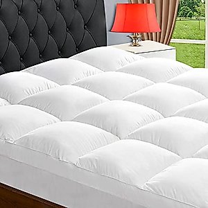 TEXARTIST Full Cooling Mattress Topper for Back Pain, Extra Thick Mattress Pad Cover, Plush Soft Pillowtop Bed Topper with Elastic Deep Pocket, Overfilled Down Alternative Filling