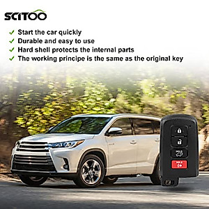 SCITOO Keyless Entry Remote Key Fob Replacement for 4 Buttons Uncut Car Key for Toyota Highlander 2014-2018 1pc FCC HYQ14FBA 314.3MHz