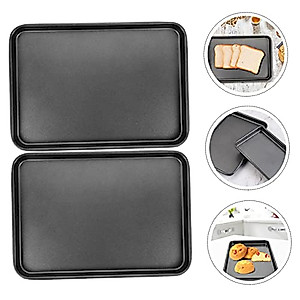 SHOWERORO 2pcs Non-stick Carbon Steel Bakeware Bread Tray Toaster Oven Pan Stainless Steel Bakeware Heavy Duty Roasting Pan Lasagna Pan Carbon Steel Cookie Sheet Household Baking Tray Cake