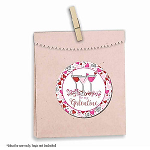 Gal Pal Girlfriend Galentine Valentine Party Favor Sticker Labels for Women, 40 2" Party Circle Stickers by AmandaCreation, Great for Classroom Valentines, Envelope Seals, Gifts & Treats